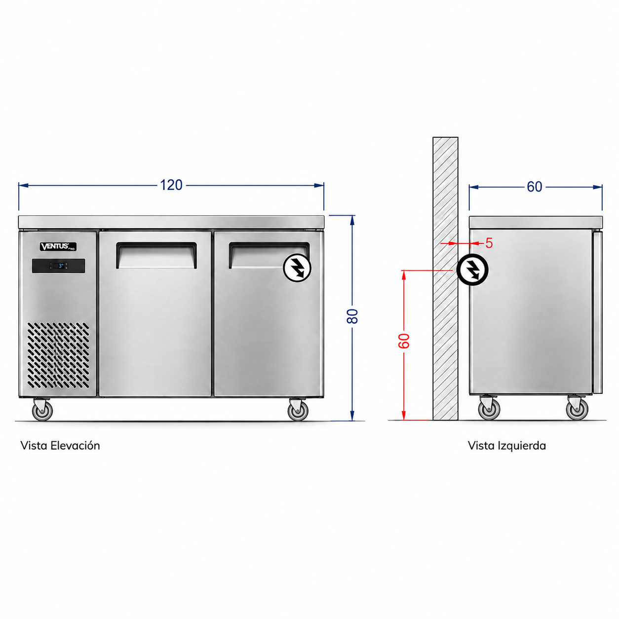 bajo mostrador refrigerado 1.2 mts | Baudin